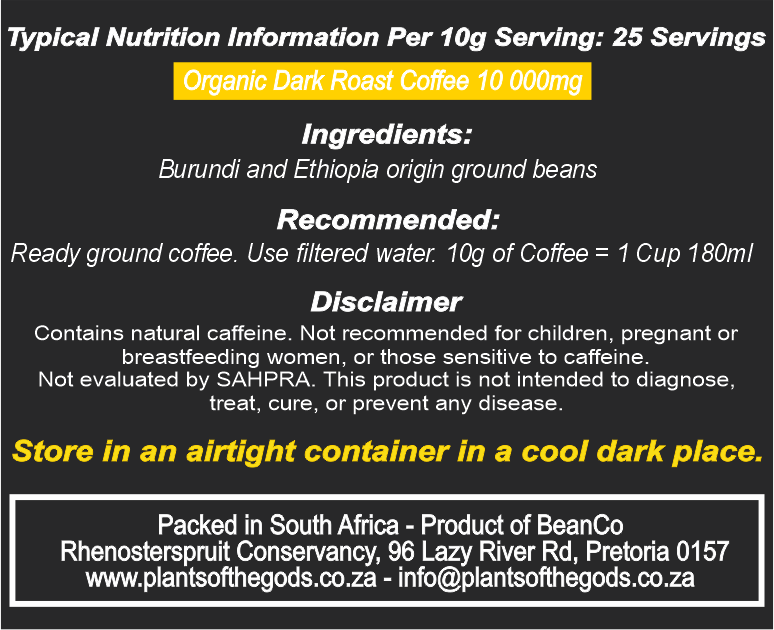 Pure Organic Coffee - 250g - Plants of the gods